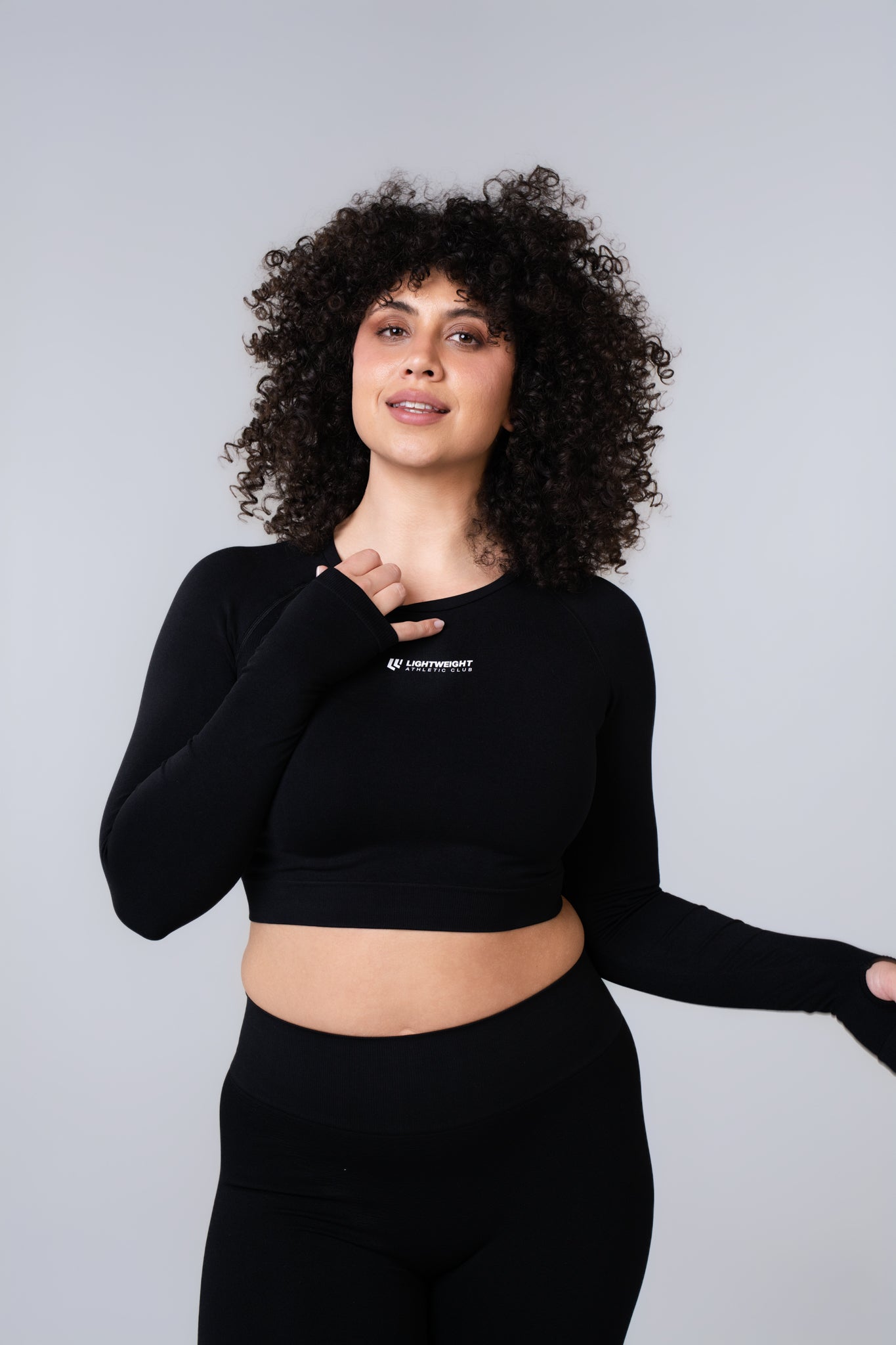 Long Sleeve Compression Crop Black | Lightweight Athletic